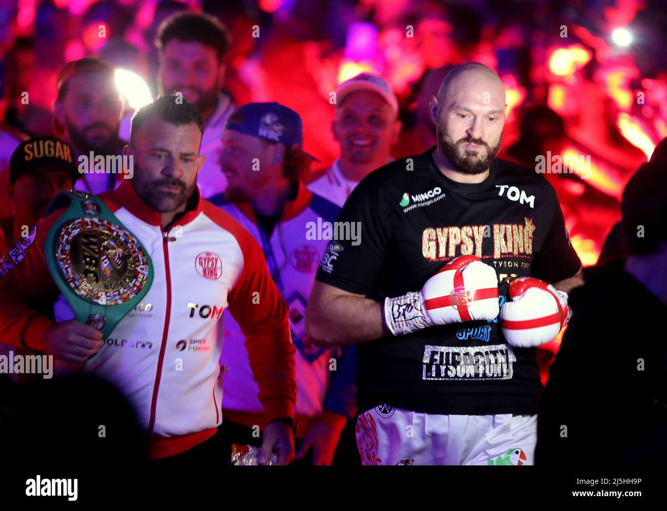 Tyson Fury during his ring walk ahead of his WBC heavyweight title ...