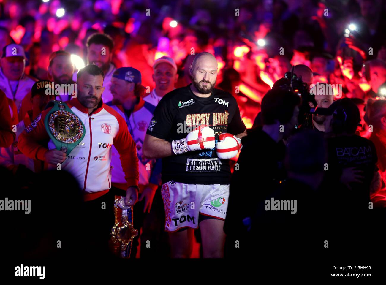 Tyson Fury during his ring walk ahead of his WBC heavyweight title ...