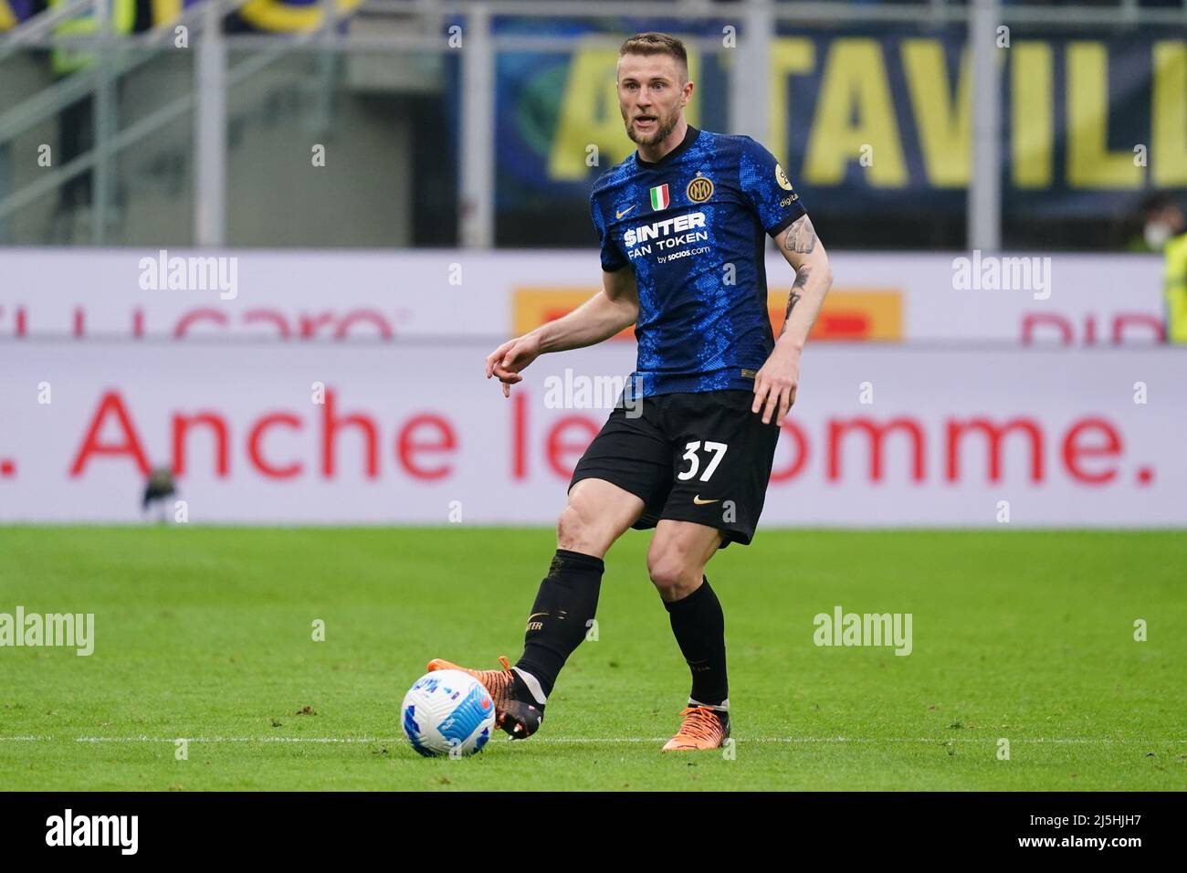 Milan, Italy. 23rd Apr, 2022. Milan Skriniar (FC Inter) during Inter ...
