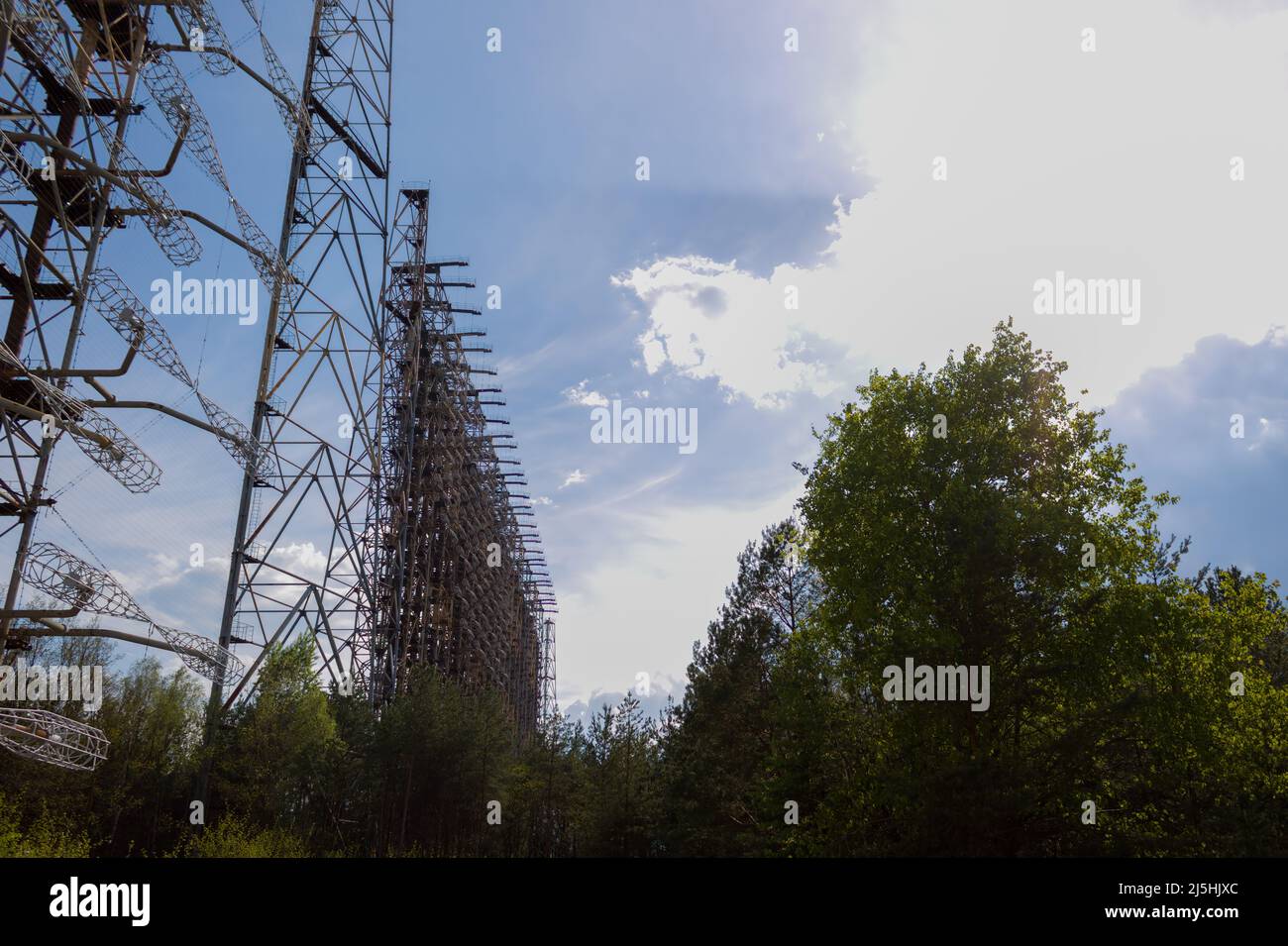 Large antenna field. Soviet radar system Duga at Chernobyl nuclear ...