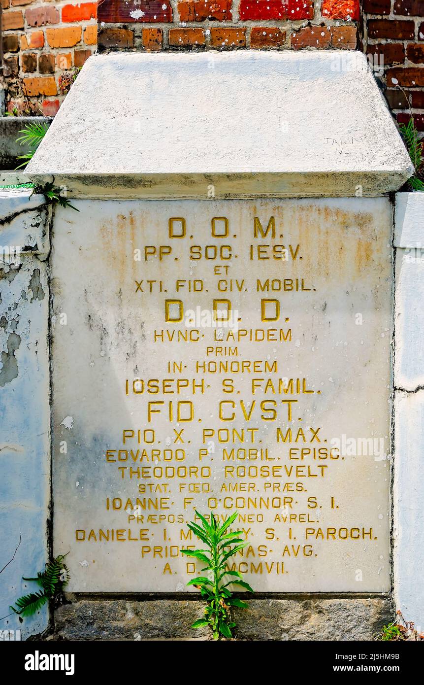 The cornerstone at St. Joseph’s Catholic Church is pictured, April 15 ...