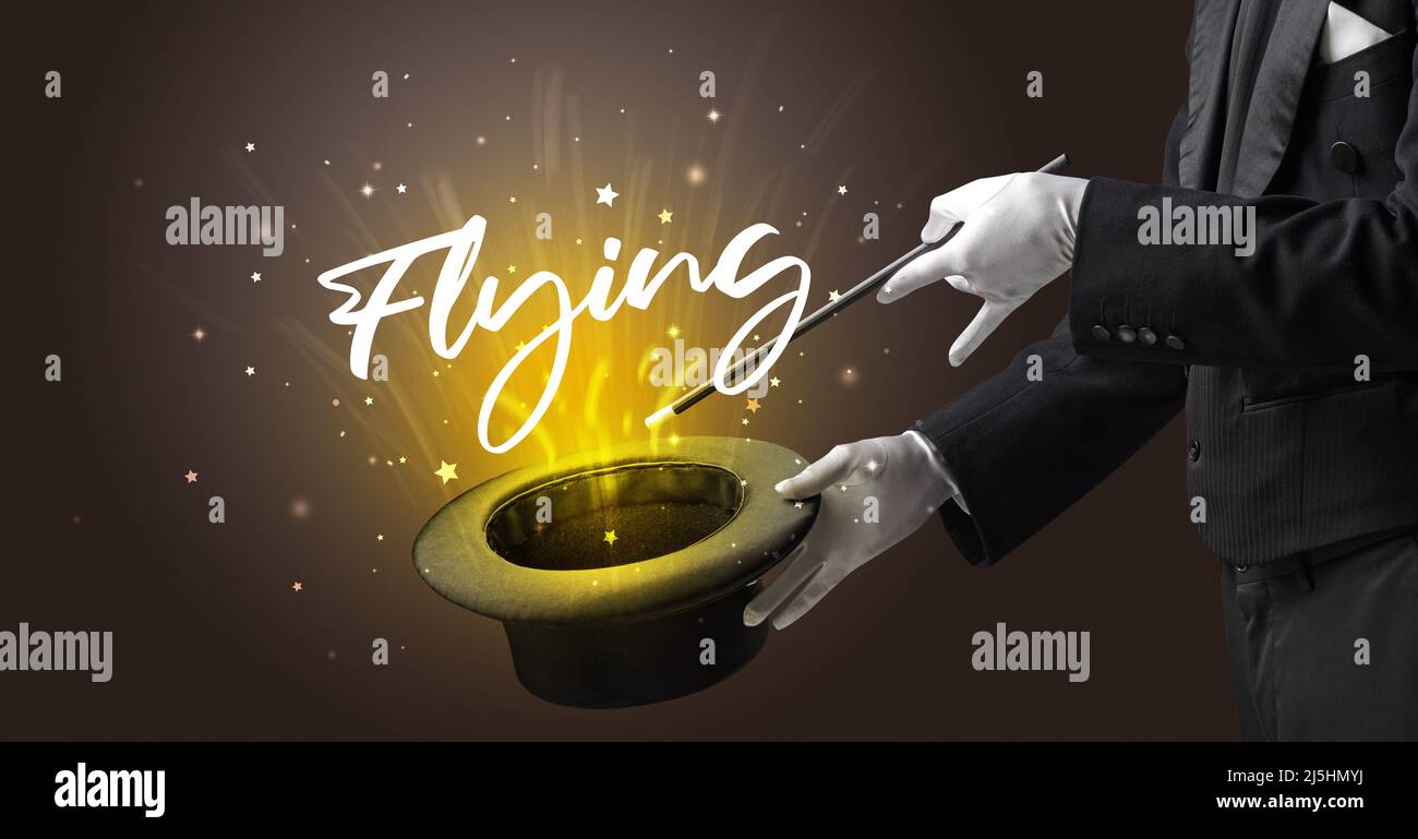 Old Magician is showing magic trick Stock Photo - Alamy