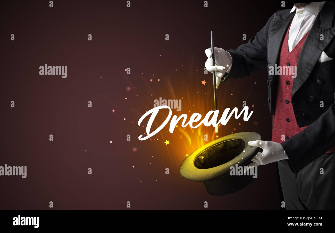 Old Magician is showing magic trick Stock Photo - Alamy