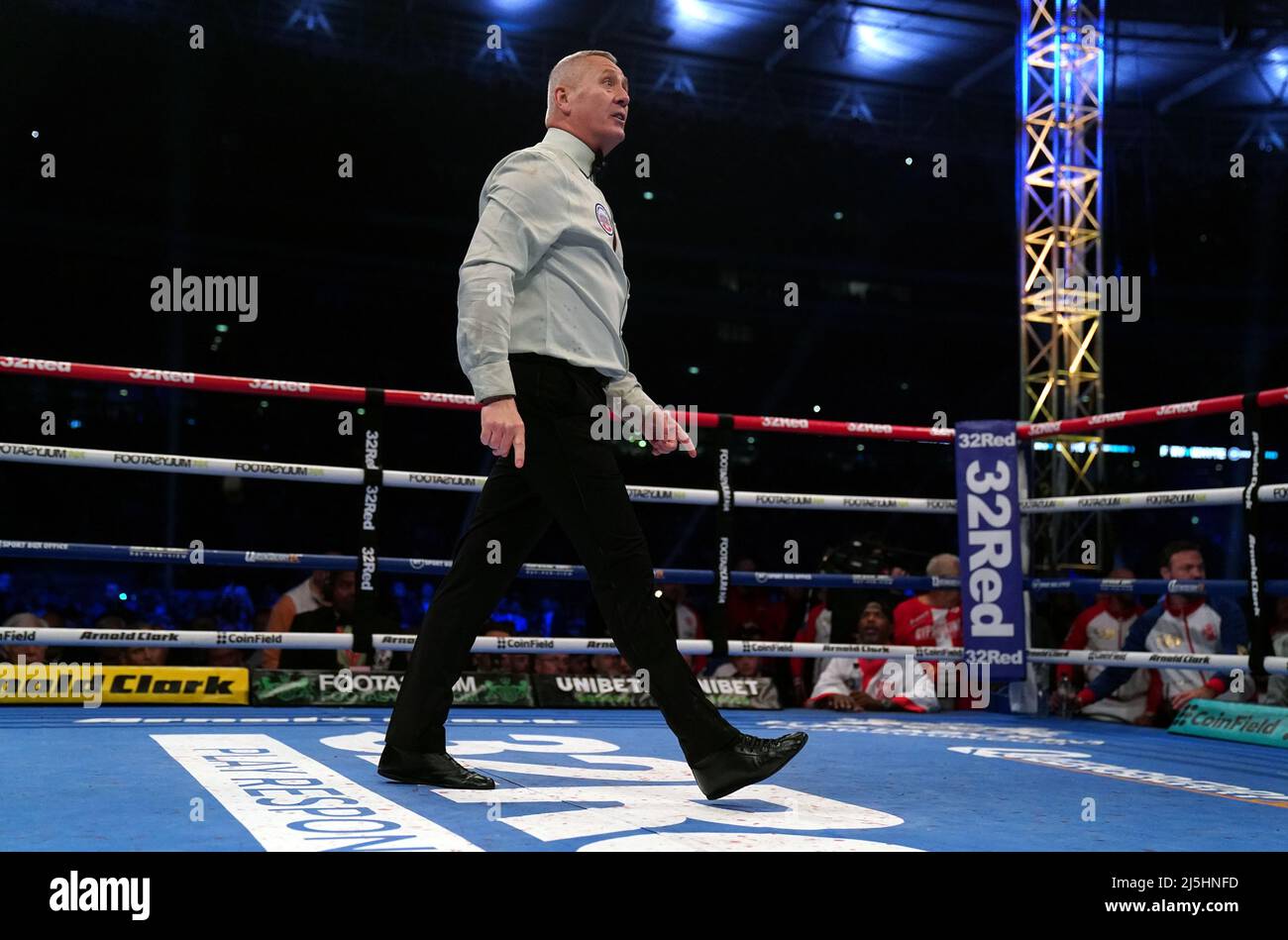 Referee Mark Lyson at Wembley Stadium, London. Picture date: Saturday ...