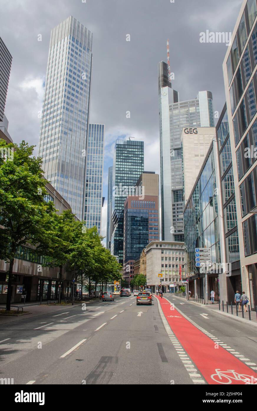 Frankfurt July 2021: High-rise buildings in Frankfurt's banking Stock ...