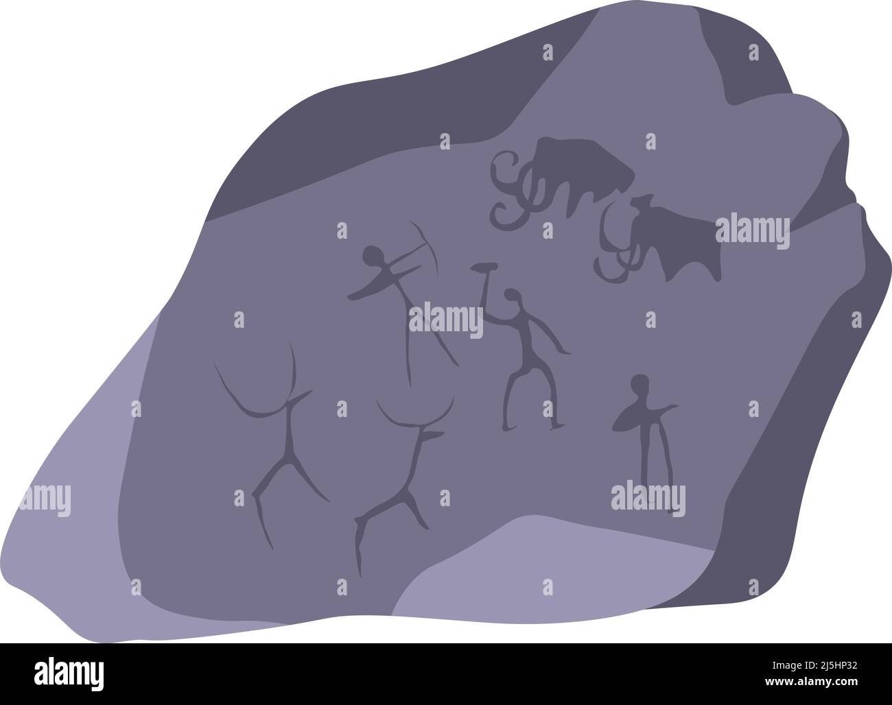 Primitive painting in cave stone, ancient art Stock Vector Image & Art ...