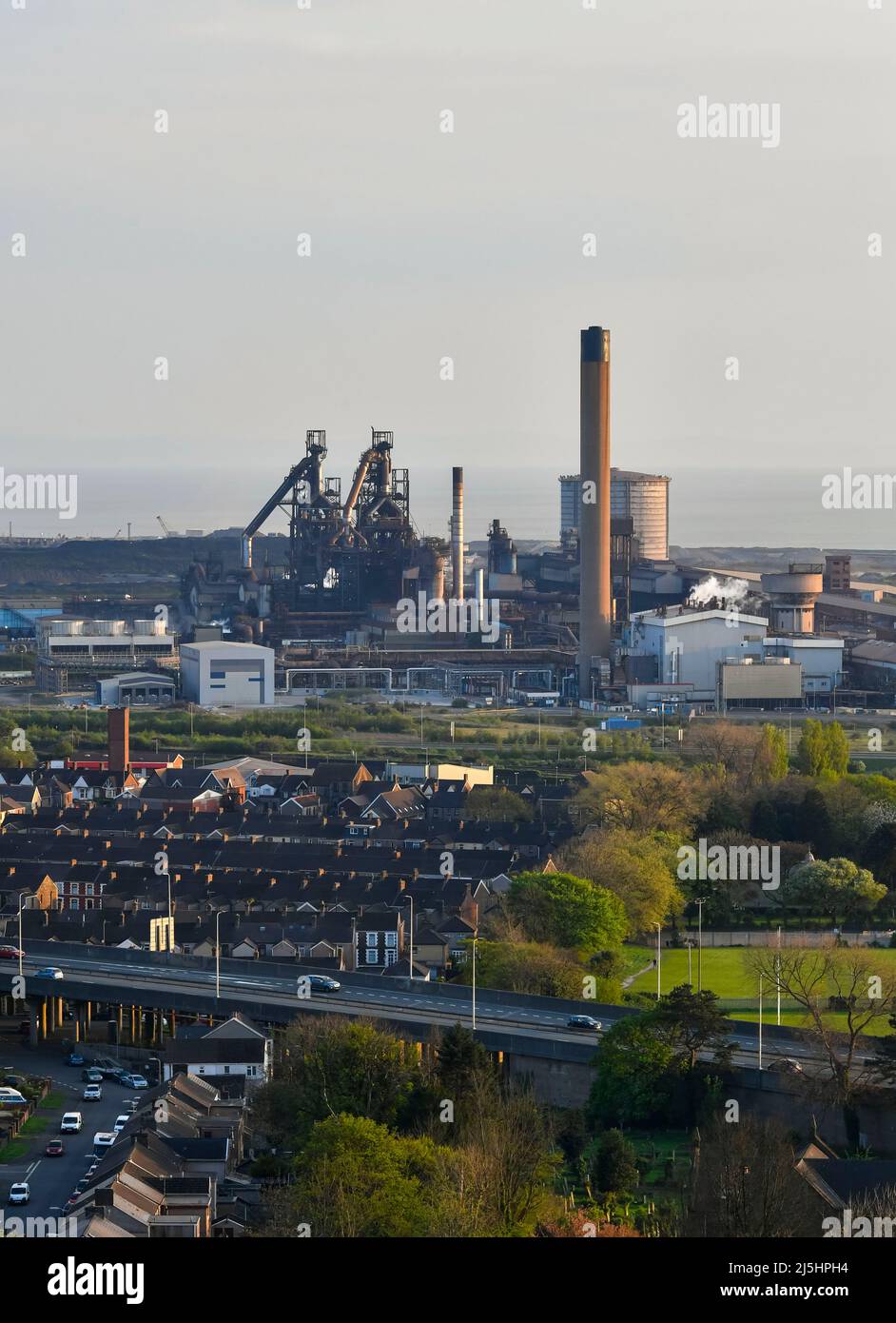 Port Talbot, Wales, UK. 23rd April 2022. UK Weather: General view of ...