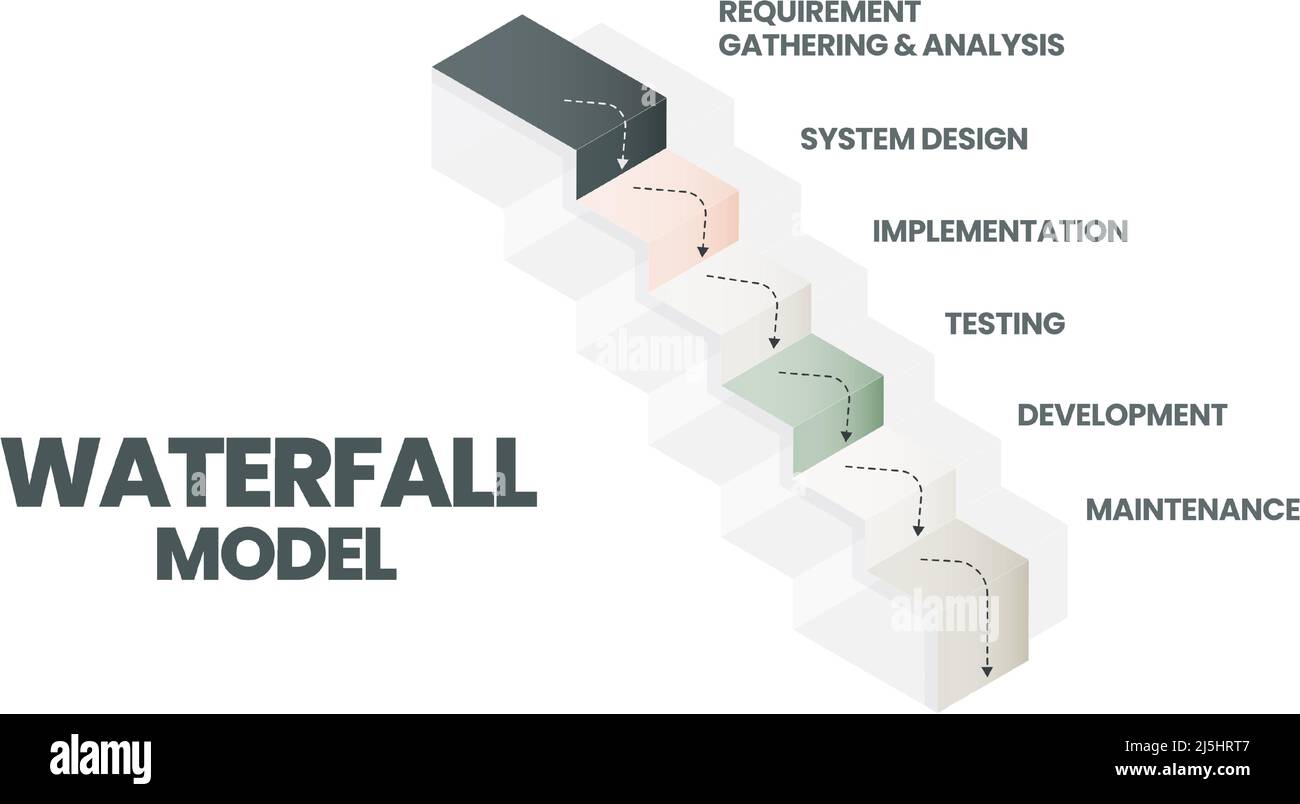 The waterfall model infographic vector is used in software engineering ...