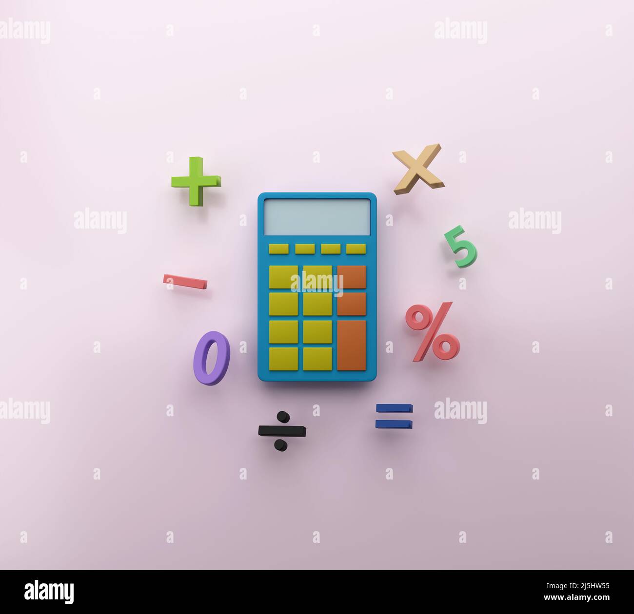 Minimal colorful calculator with math function symbols icon 3D ...