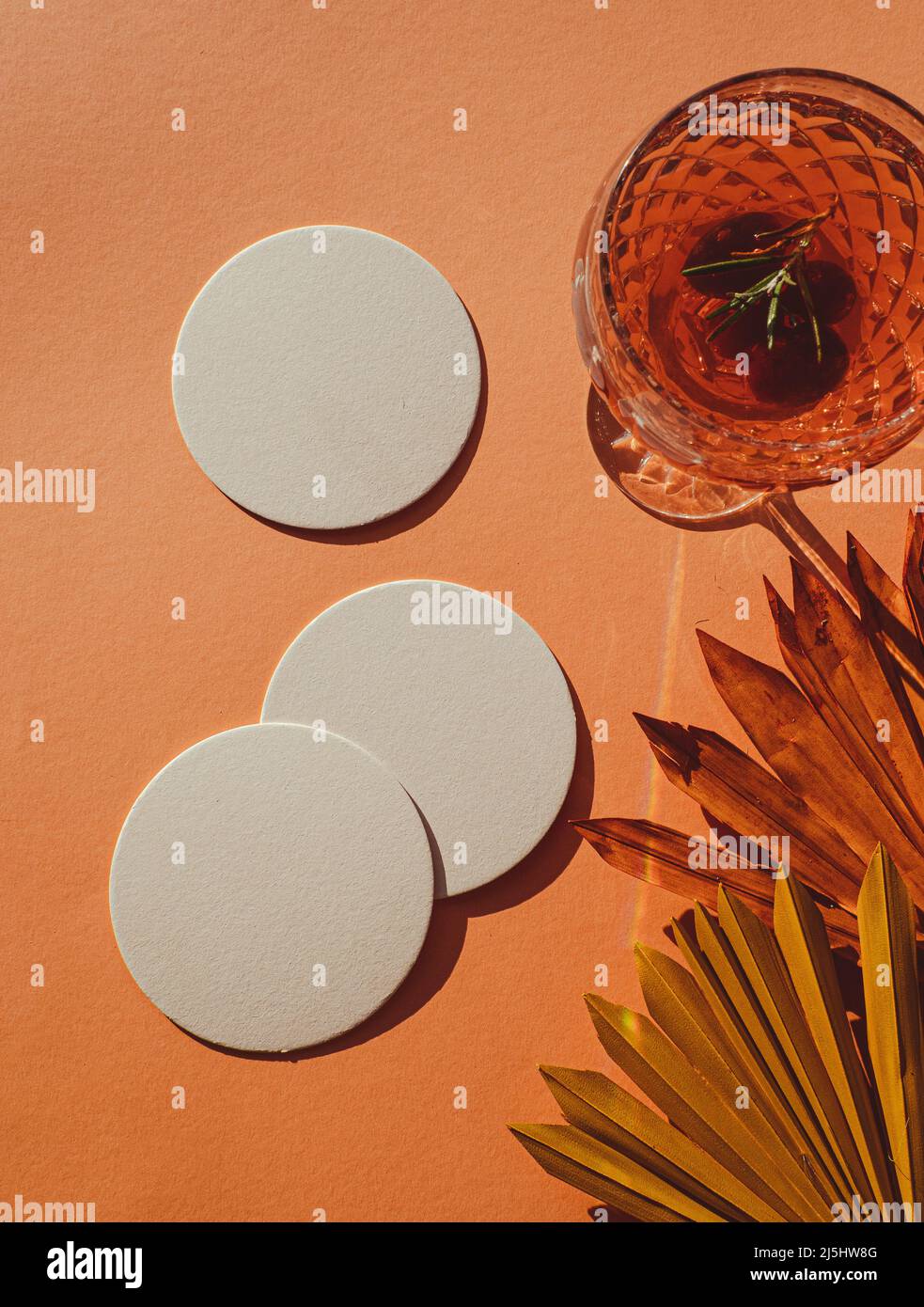 Boho style blank paper trivet drip mat coasters with a wine cocktail ...