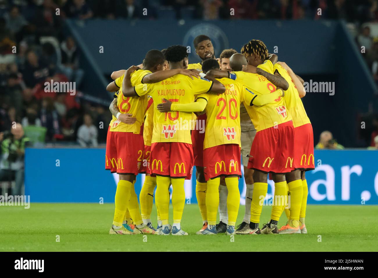 Paris, France. 24th Apr, 2022. Lens players before the French ...
