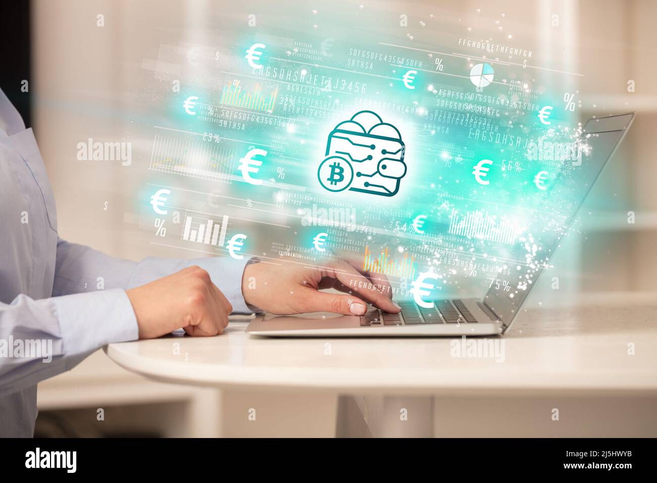 Young man watching stock market on laptop Stock Photo - Alamy