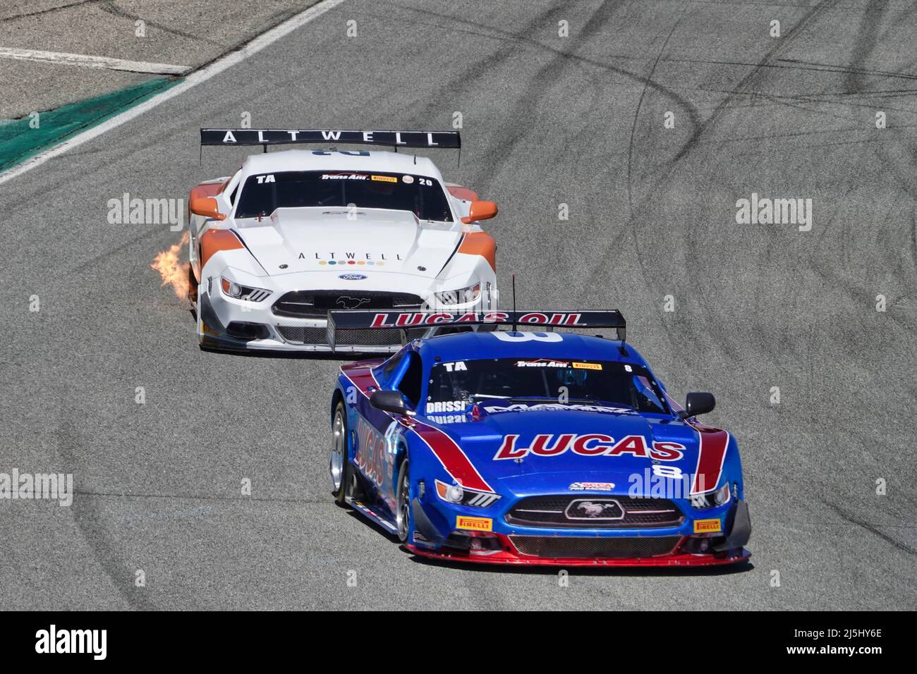 Laguna Seca, California, USA. 23rd Apr, 2022. TransAm cars compete ...