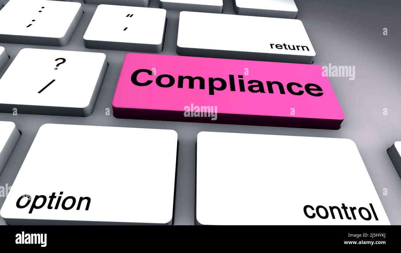 Computer keyboard key with the word Compliance text Stock Photo - Alamy