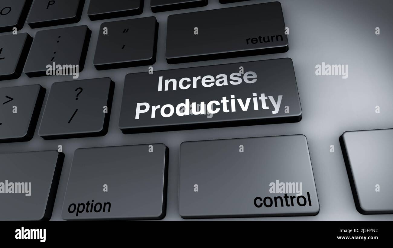 Computer keyboard key with the word Increase Productivity text Stock ...