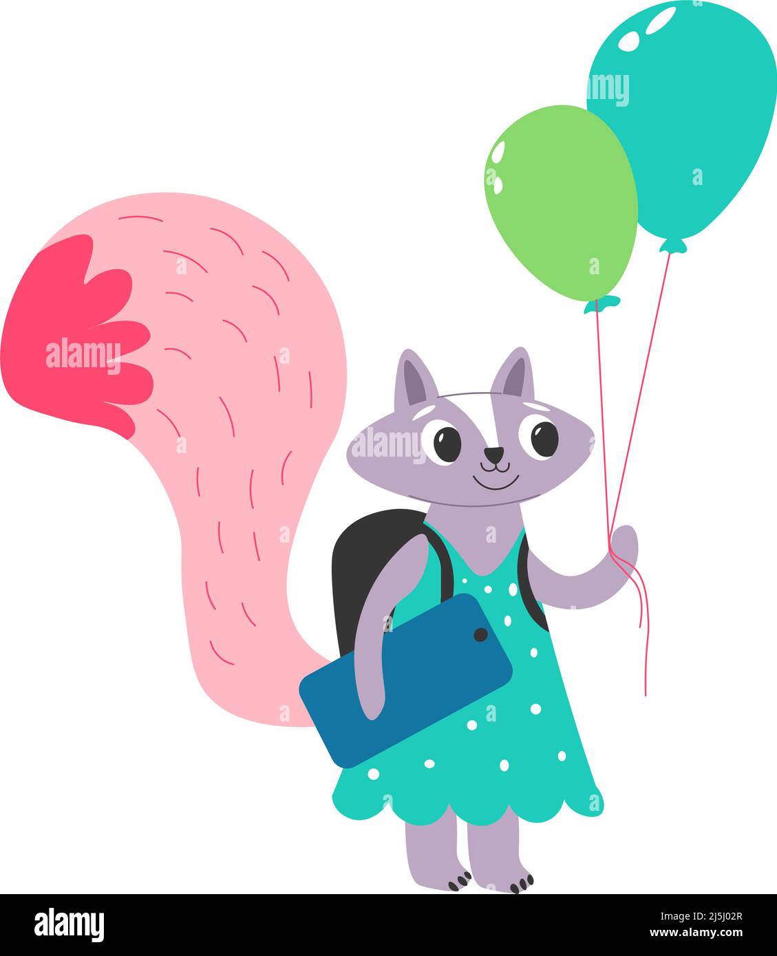 Cute raccoon character with inflatable balloons Stock Vector Image ...