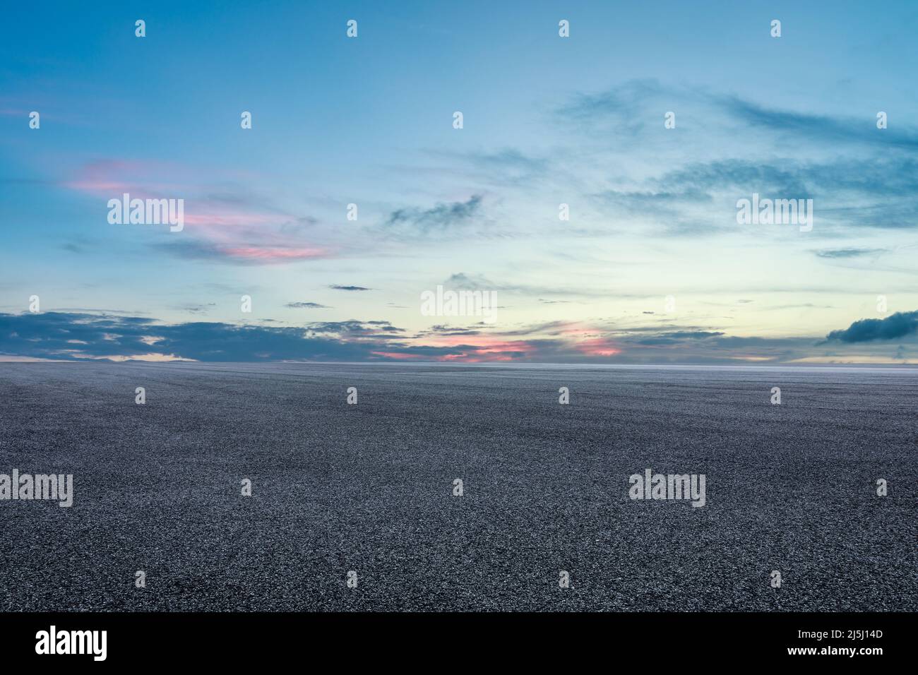 Empty asphalt road platform and sky sunset clouds background Stock ...