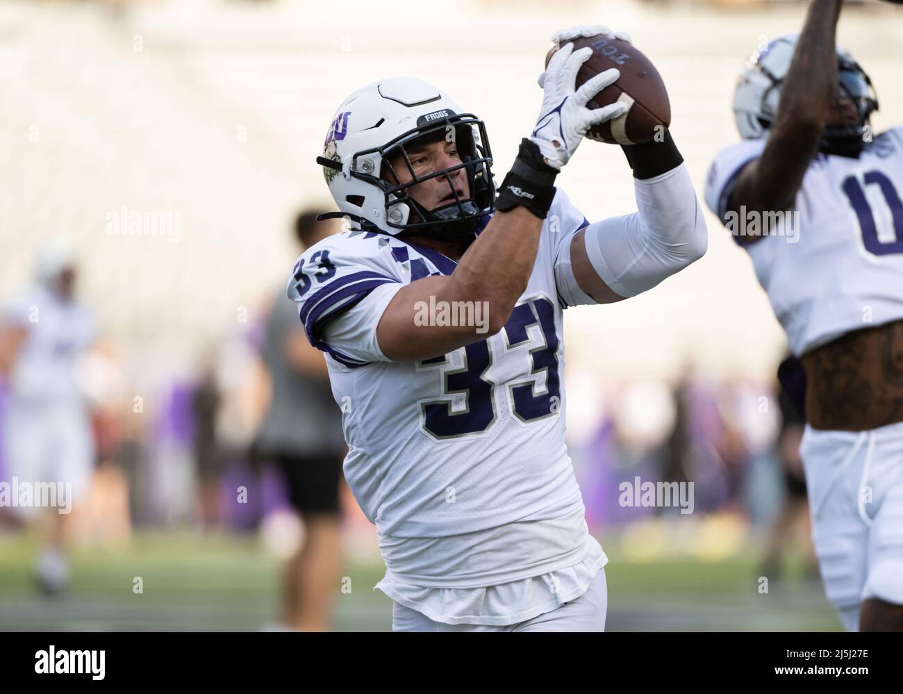 Fort Worth, Texas, USA. 22nd Apr, 2022. TCU Horned Frogs linebacker ...