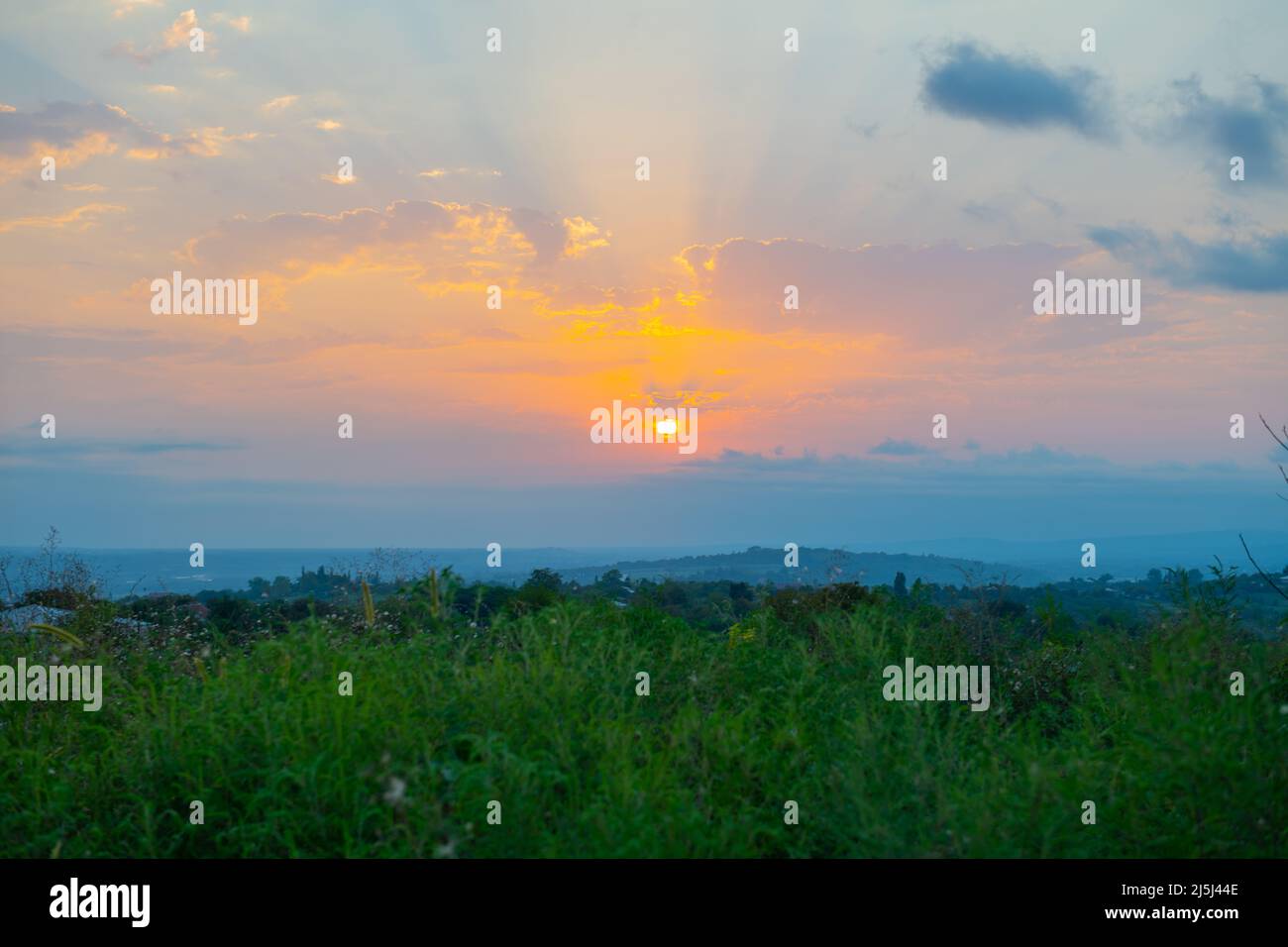 beautiful sunset in georgia in the steppe Stock Photo - Alamy
