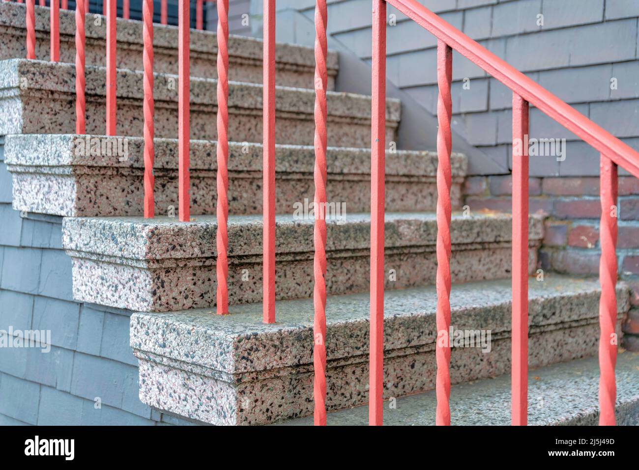 Outdoor staircase with granite treads and risers at San Francisco ...