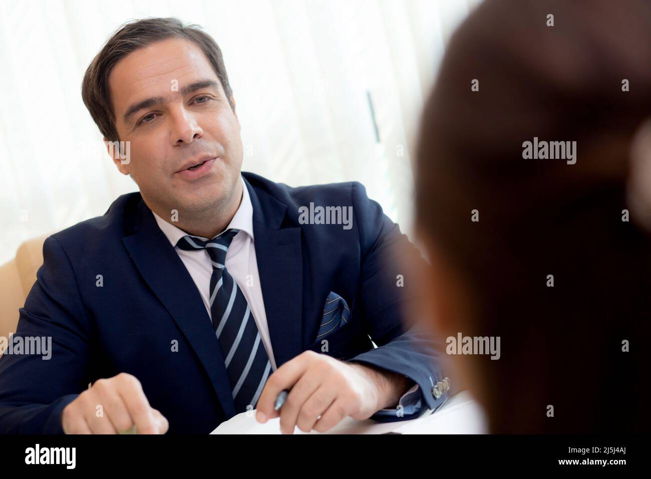 Female secretary explaining boss in hi-res stock photography and images ...