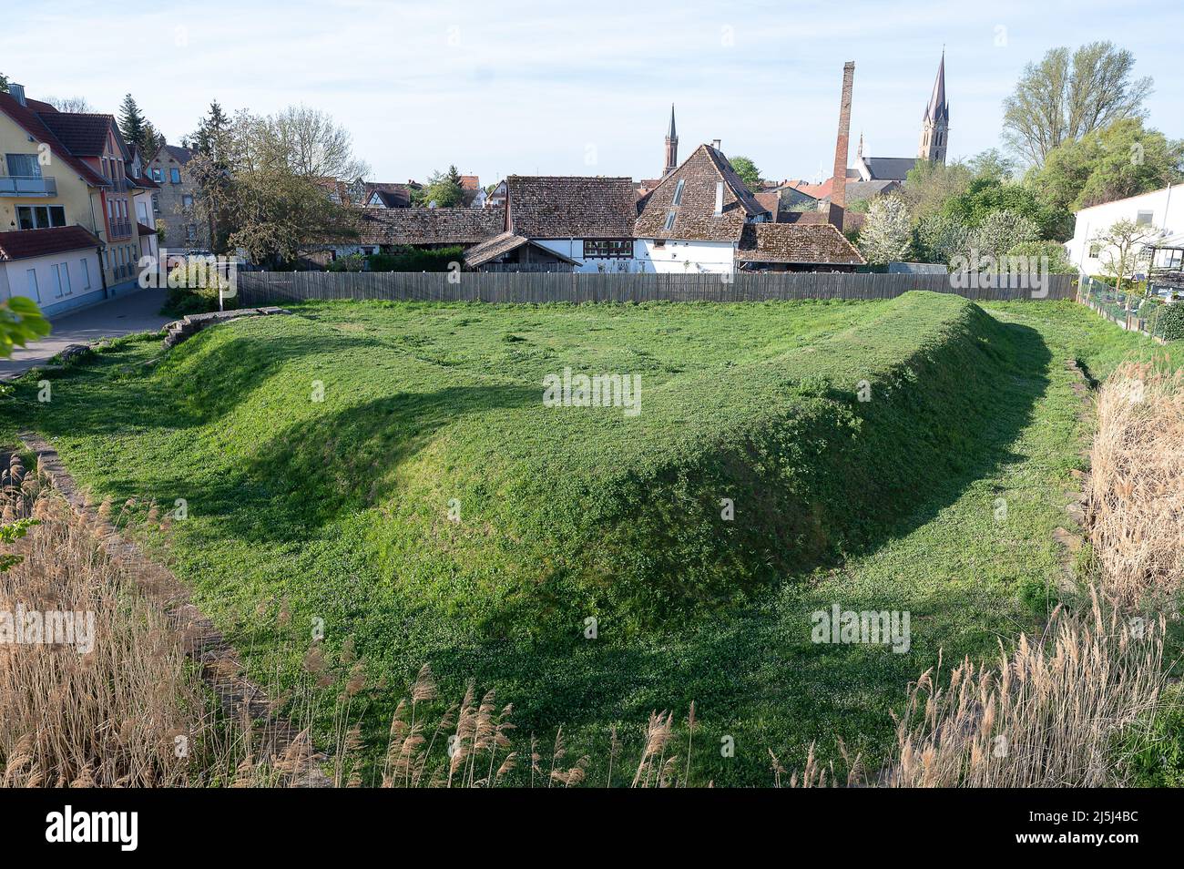 Bellheim, Germany. 20th Apr, 2022. Remains of the Queich Line. The ...