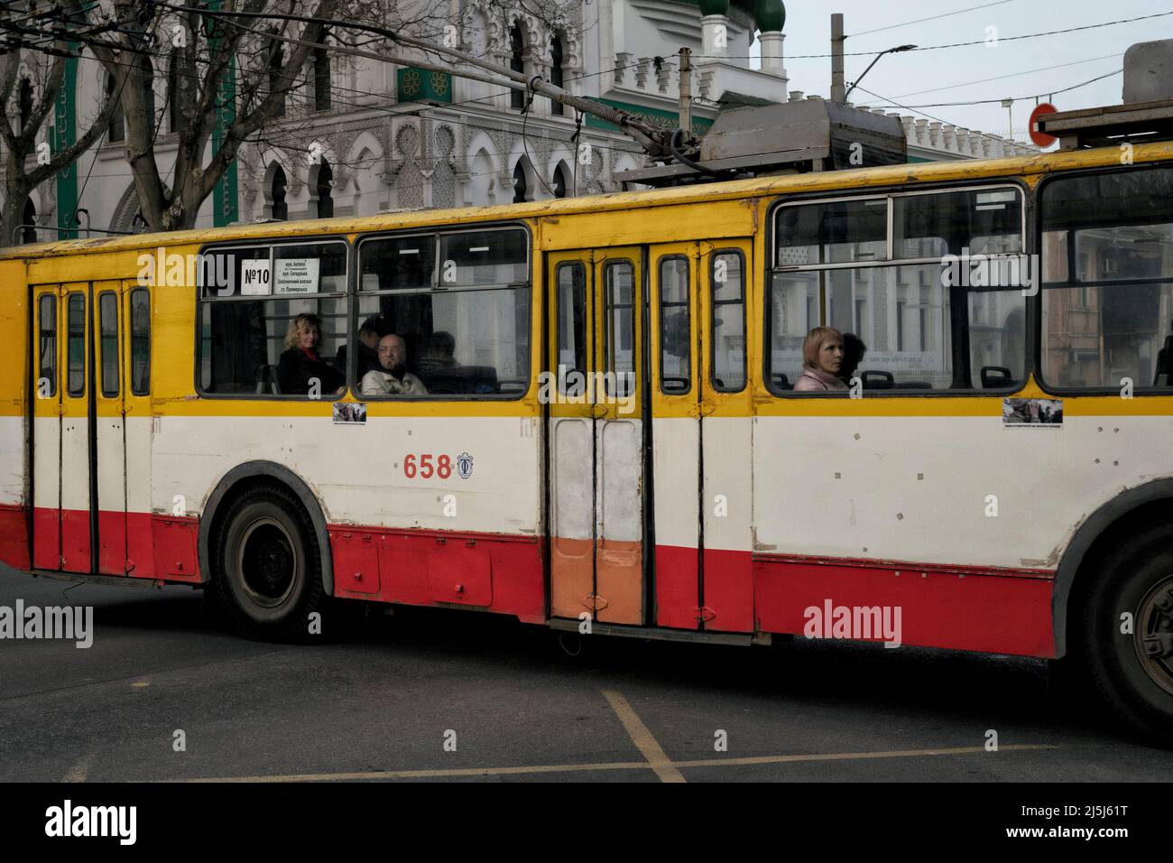Odessa, Ukraine. 16th Apr, 2022. City bus in rush hours amid Russian ...