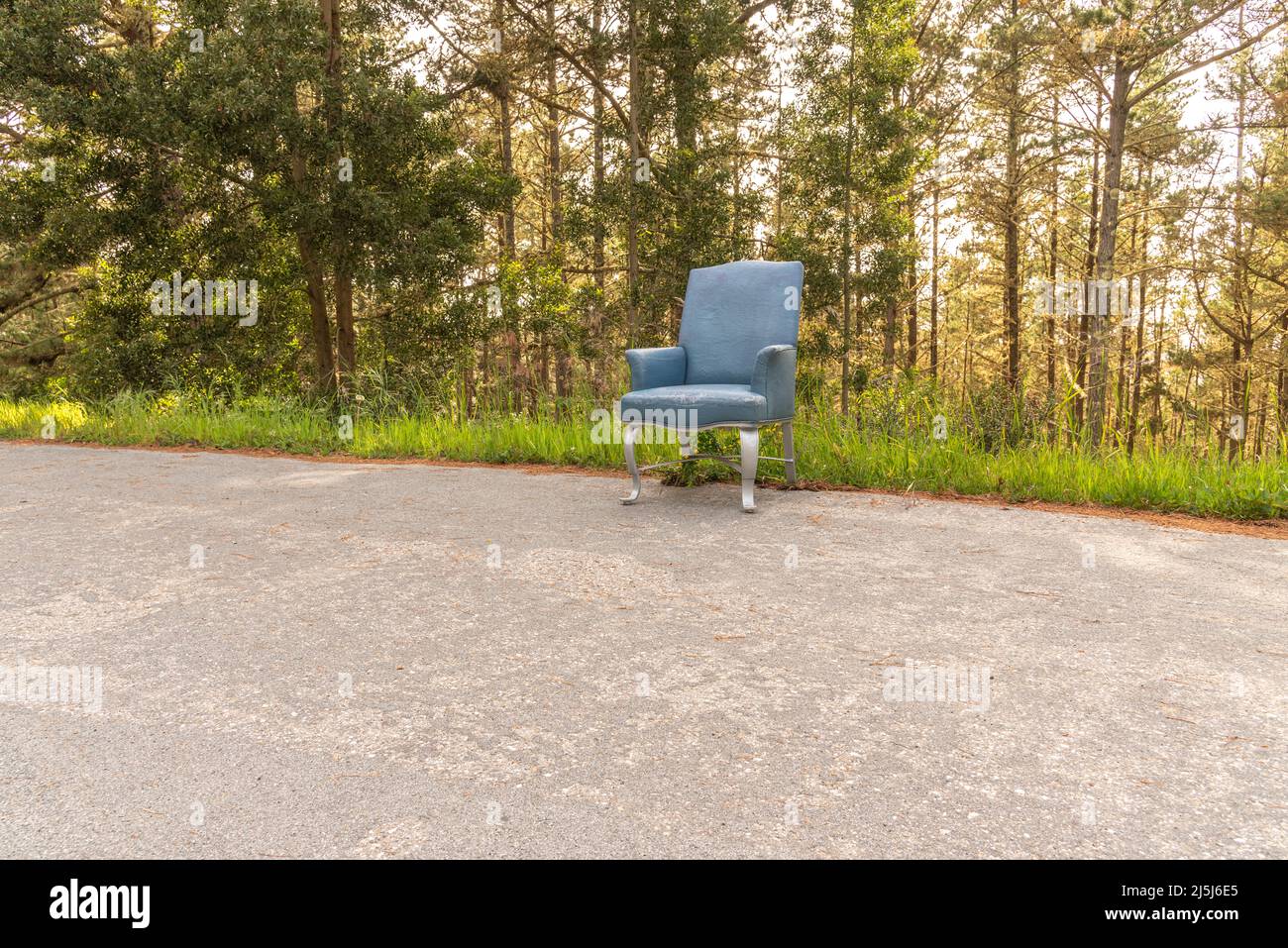 OLD BLUE CHAIR WITH METAL LEGS, outdoor area in Carmel by the sea ...