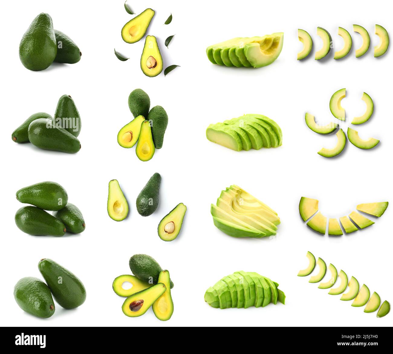 Tropical set green avocados Cut Out Stock Images & Pictures - Alamy