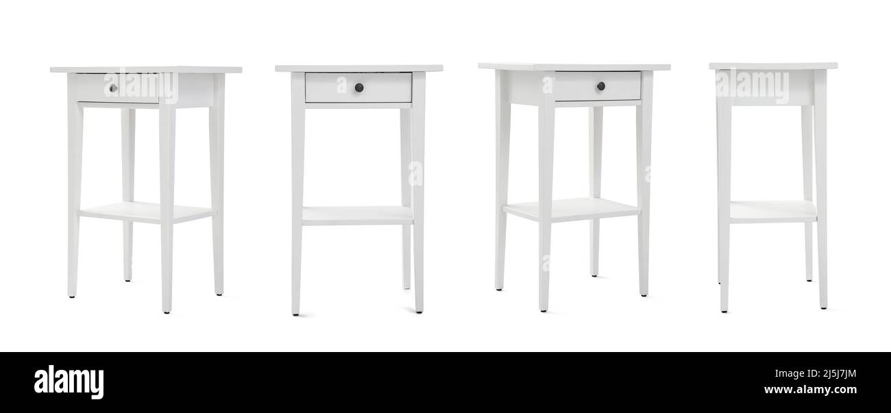 Set of bedside table on white background Stock Photo - Alamy
