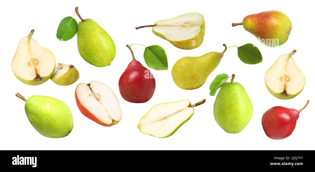 Set of sweet ripe pears isolated on white Stock Photo - Alamy