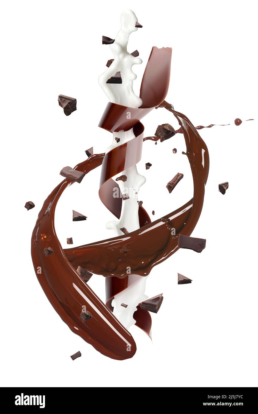 Falling milk chocolate pieces hi-res stock photography and images - Alamy