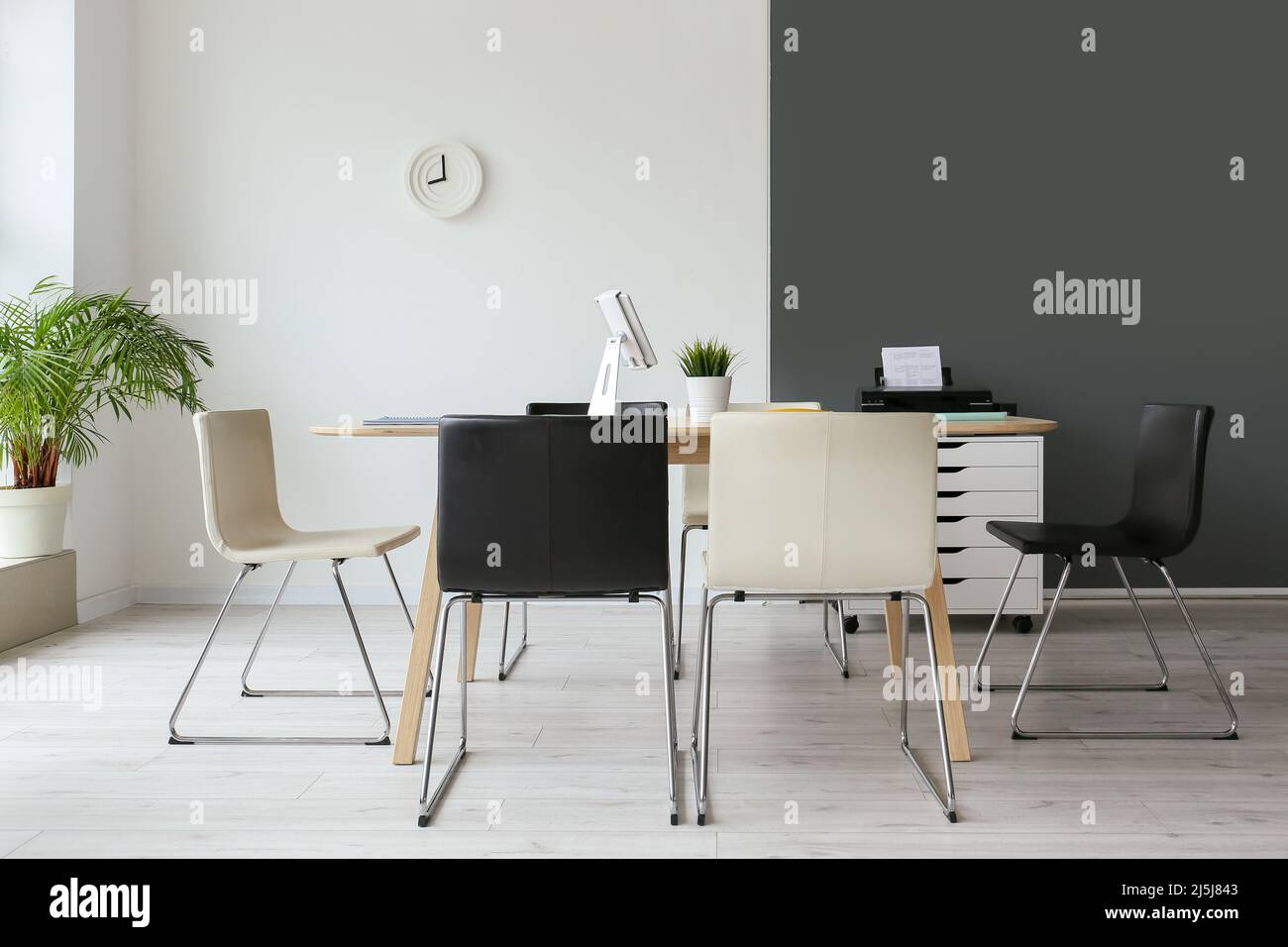 Interior of modern conference hall with table and chairs Stock Photo ...