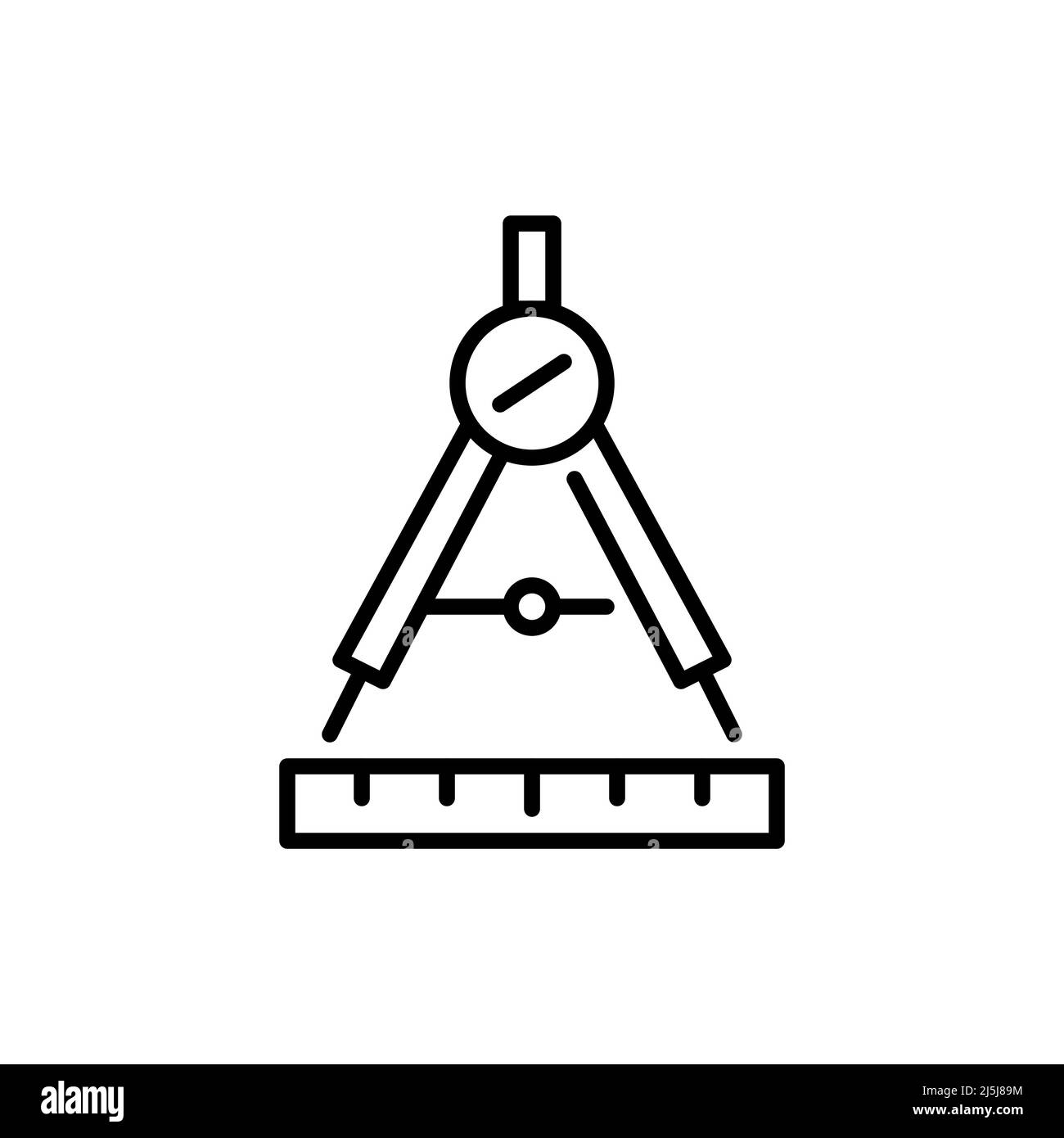 Compass tool and a ruler. Pixel perfect, editable stroke icon Stock ...