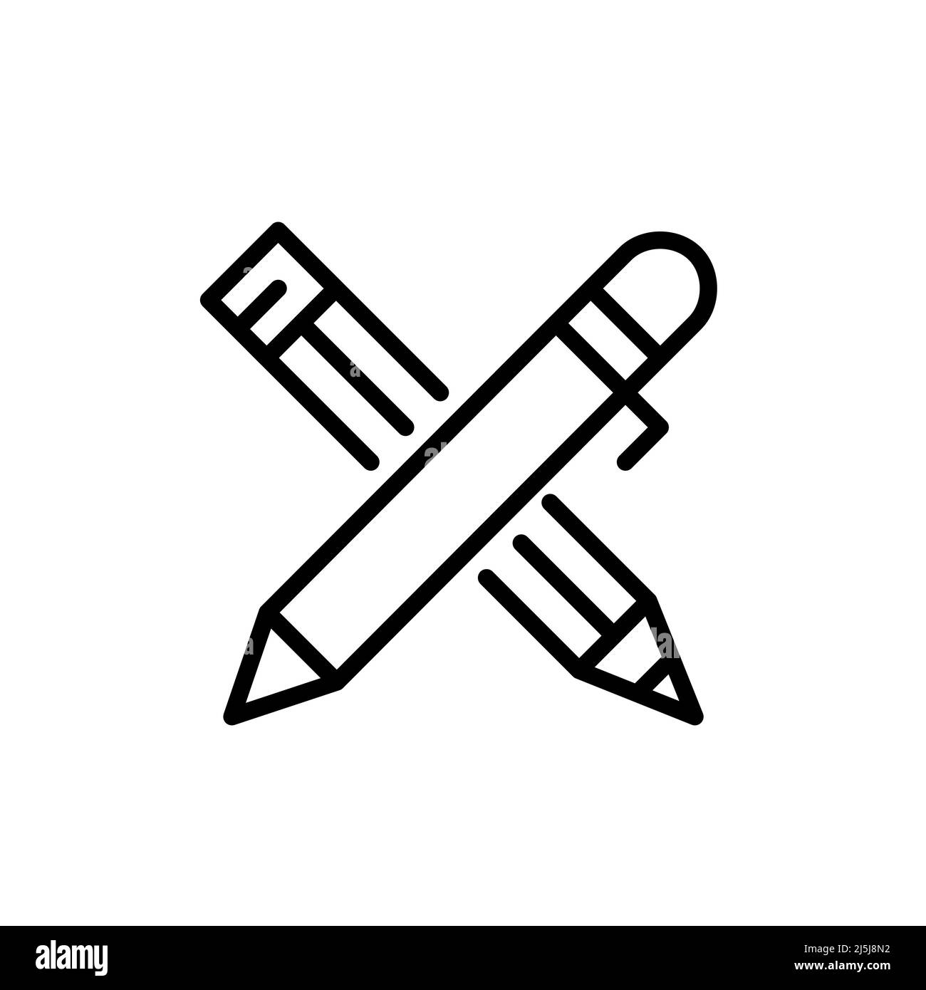Graphic design symbol. Crossed pencil and stylus. Pixel perfect, editable stroke icon Stock ...