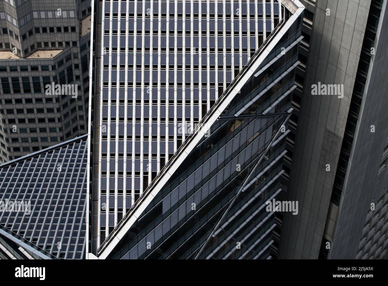 Solar panels features installed on the rooftop of the commercial ...