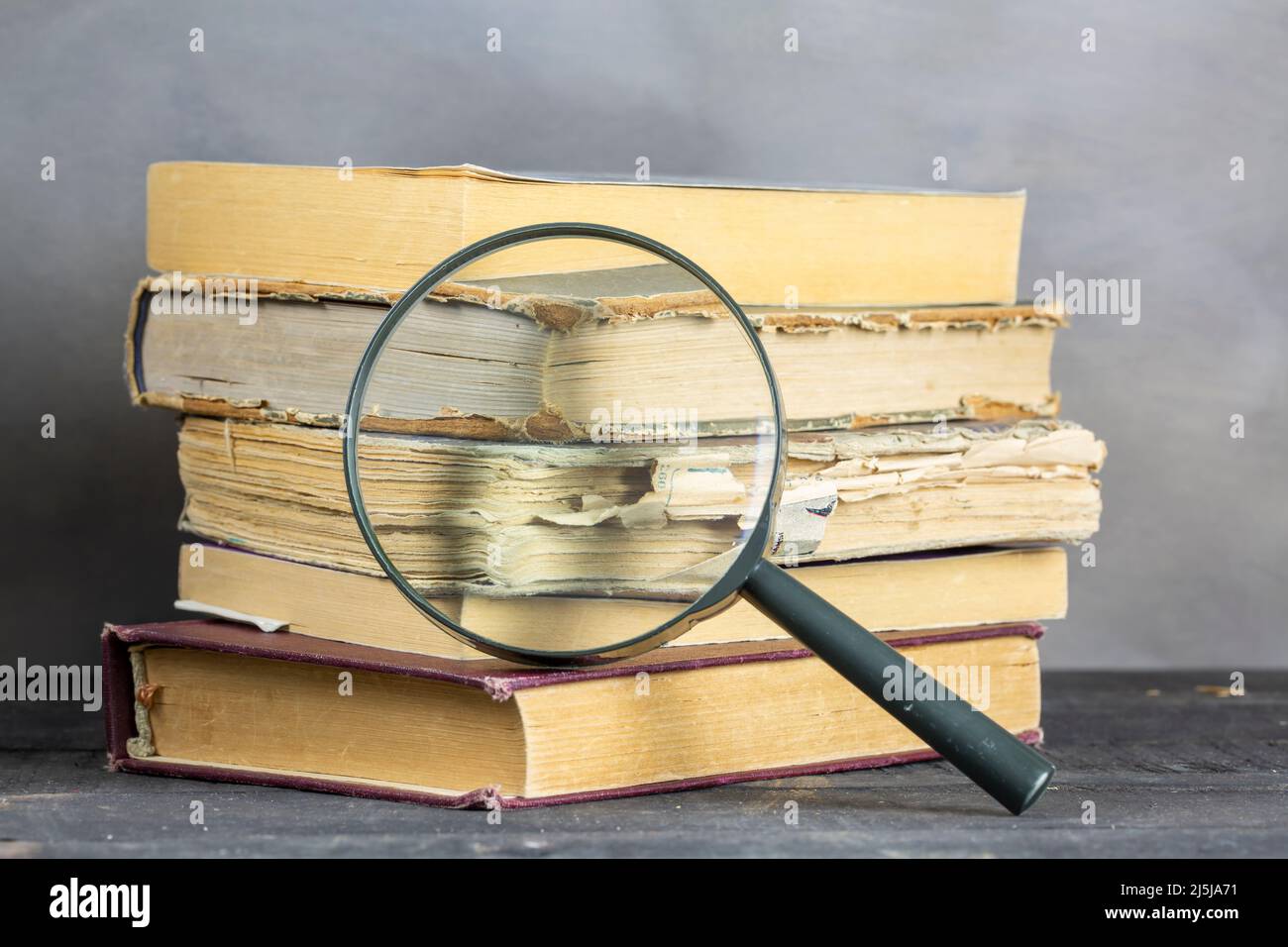 Book and magnifying glass, Education concept Stock Photo - Alamy