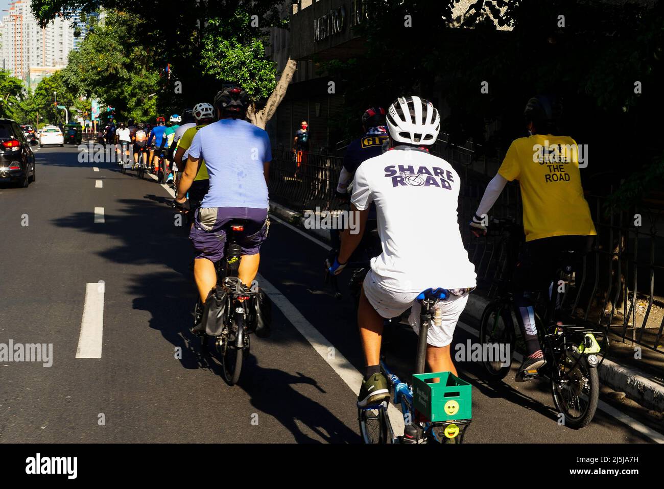 National Capital Region, Philippines. 24th Apr, 2022. Cyclists sets up ...
