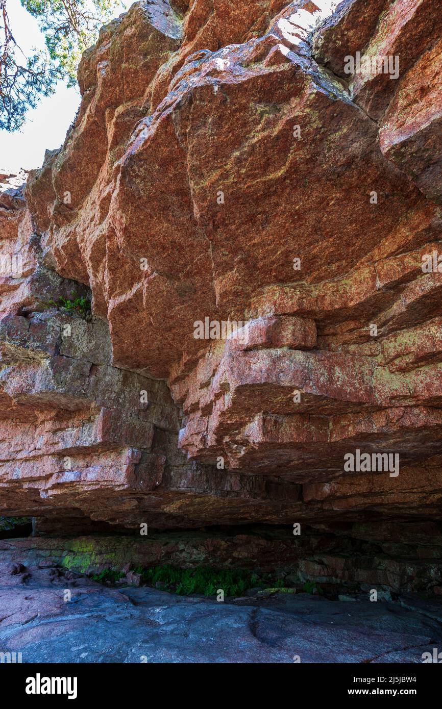 Scenic and rugged crag or cliff along the Grottstigen cave nature trail ...