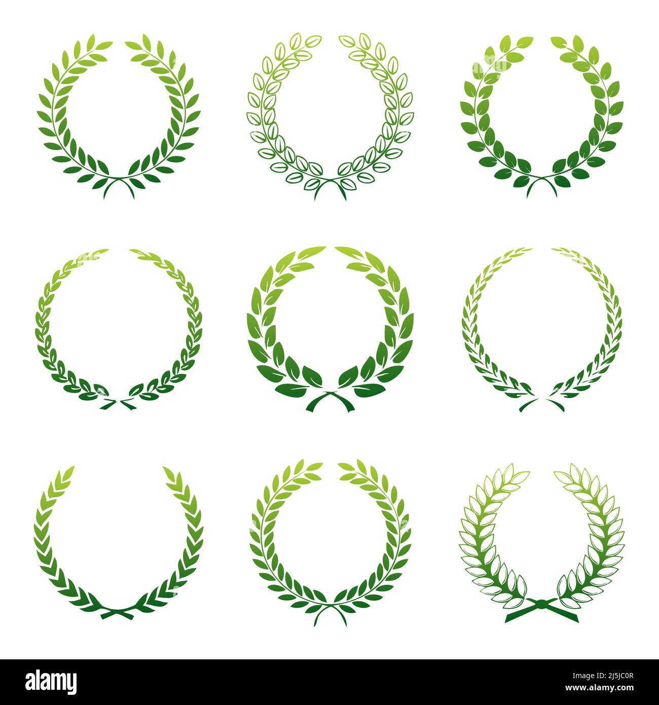 Green gradient laurel set on white background Stock Vector Image & Art ...