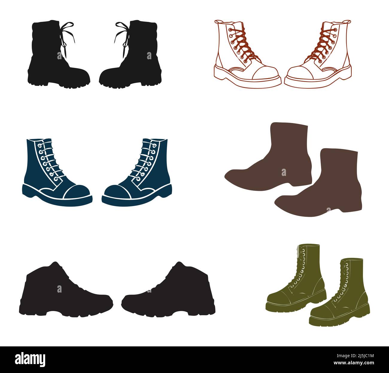 colorful boots vector icons on white background set 2. Set of boots ...
