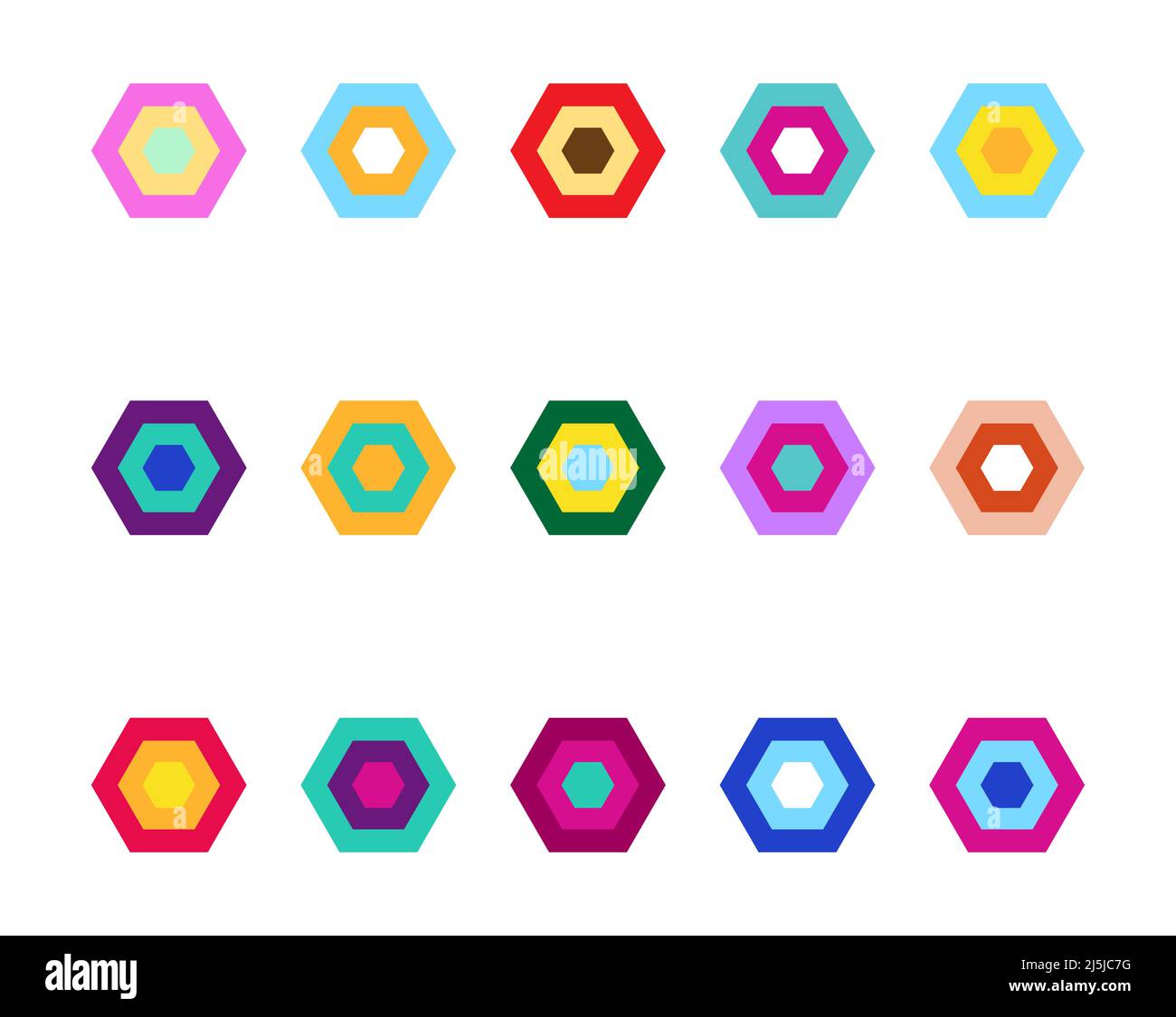 Colorful hexagon vector icon set on white background Stock Vector Image ...