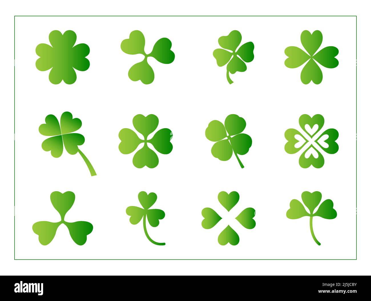 Clover vector icon set in green gradient color on white background ...