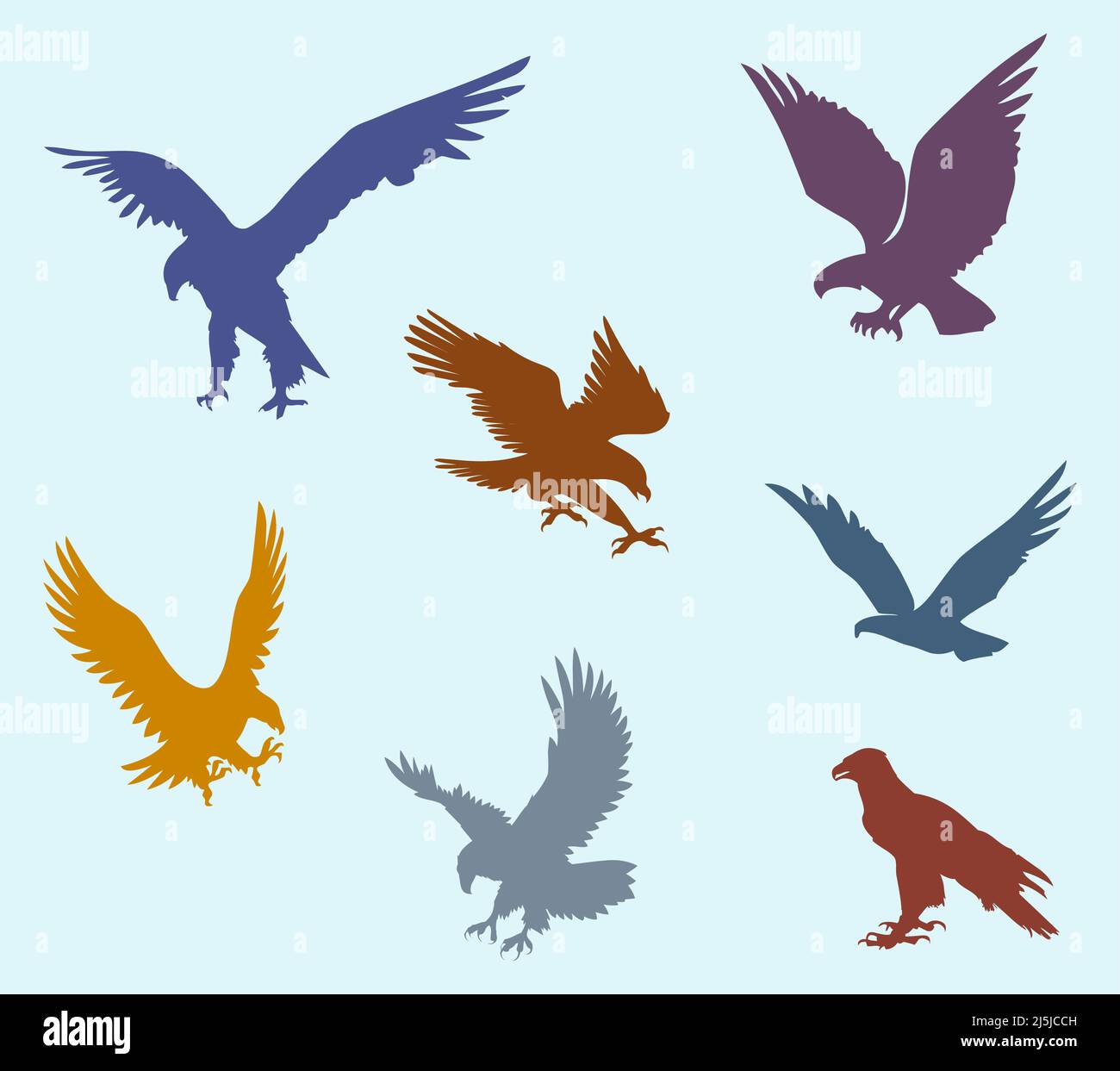 Colorful eagle flat vector icon set Stock Vector Image & Art - Alamy