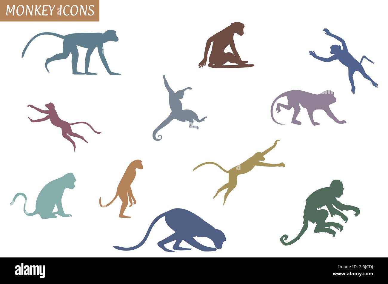 Colorful monkey vector icon set Stock Vector Image & Art - Alamy