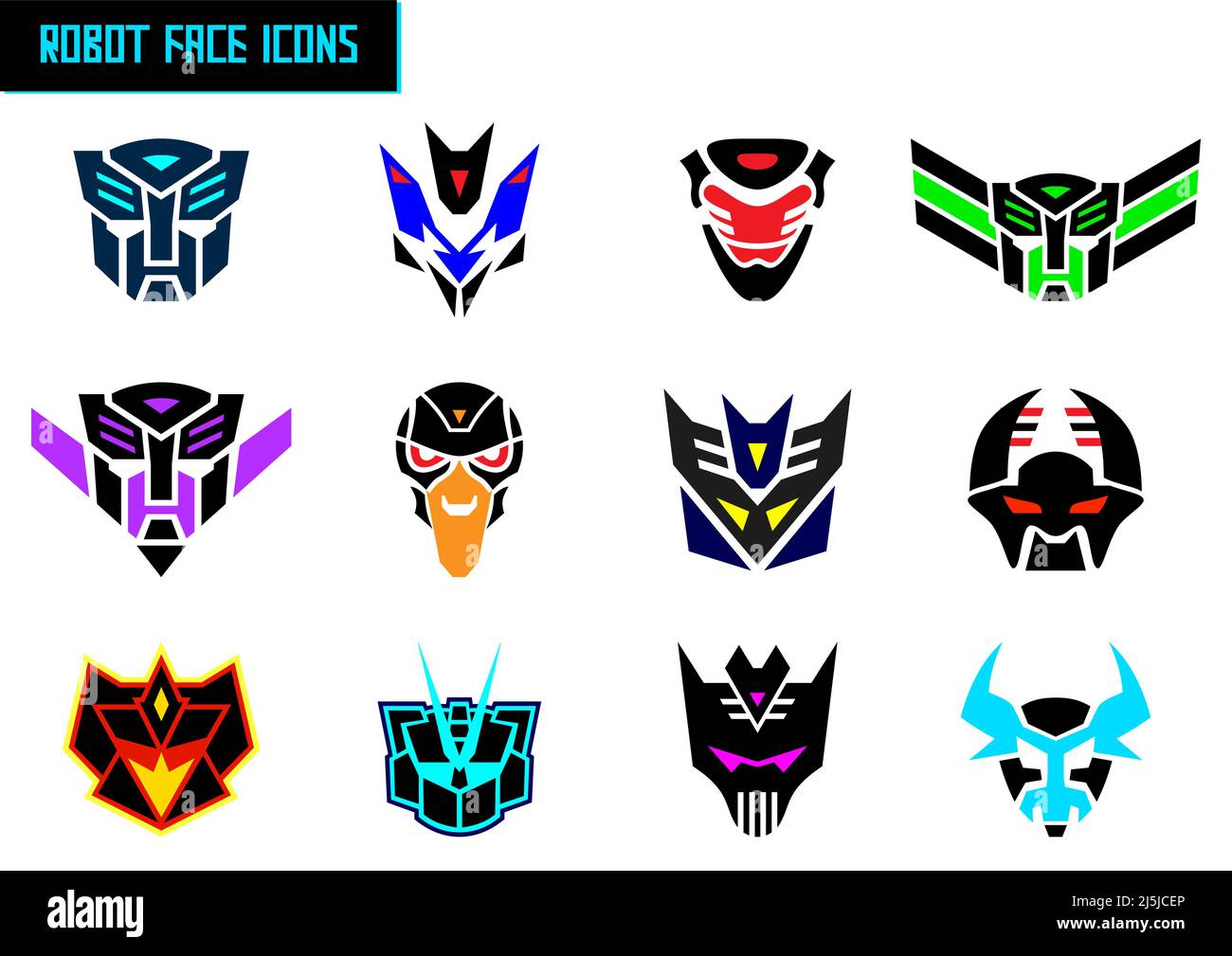 Robot face with various colors vector icon set Stock Vector Image & Art ...