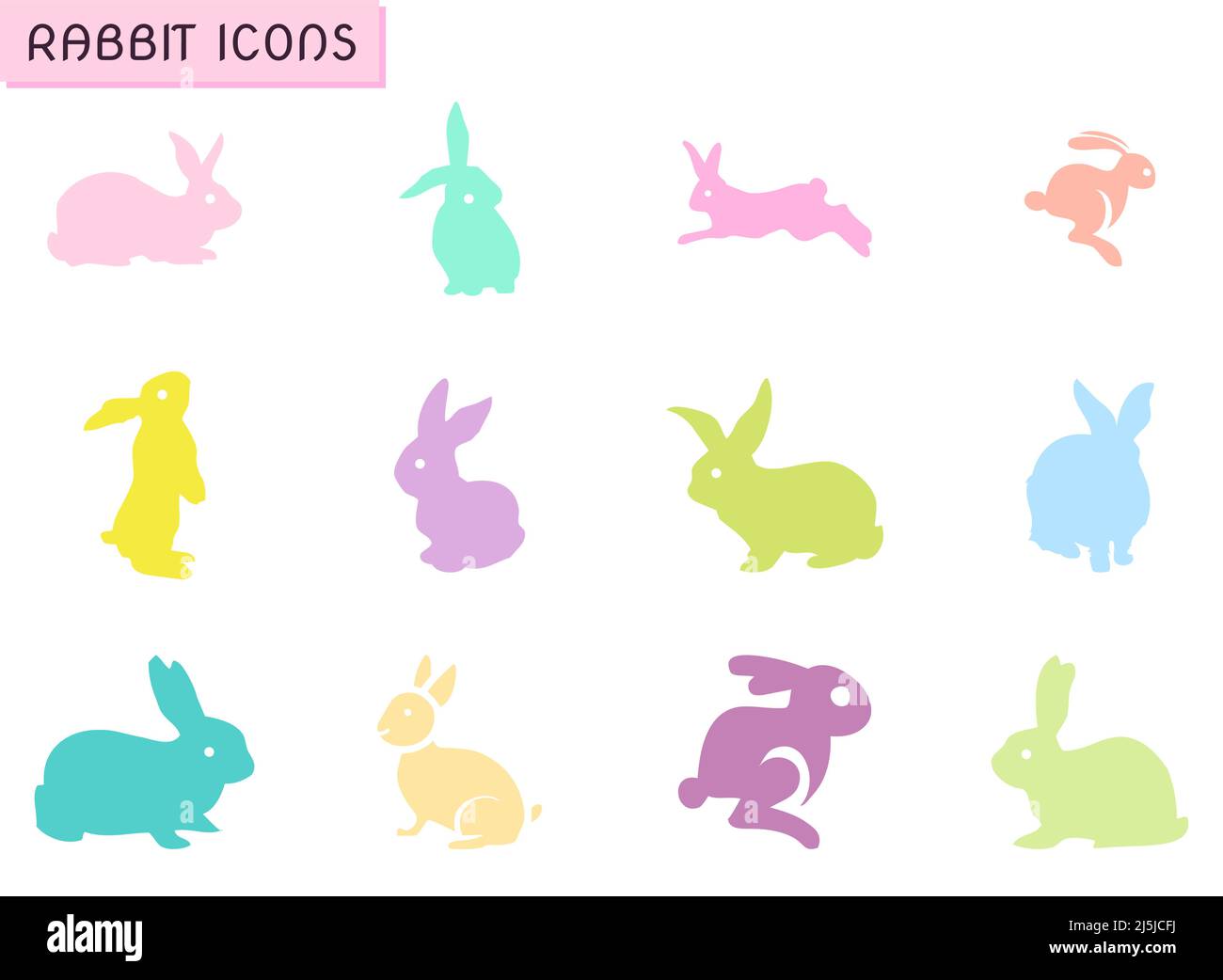 Rabbit silhouette set hi-res stock photography and images - Alamy