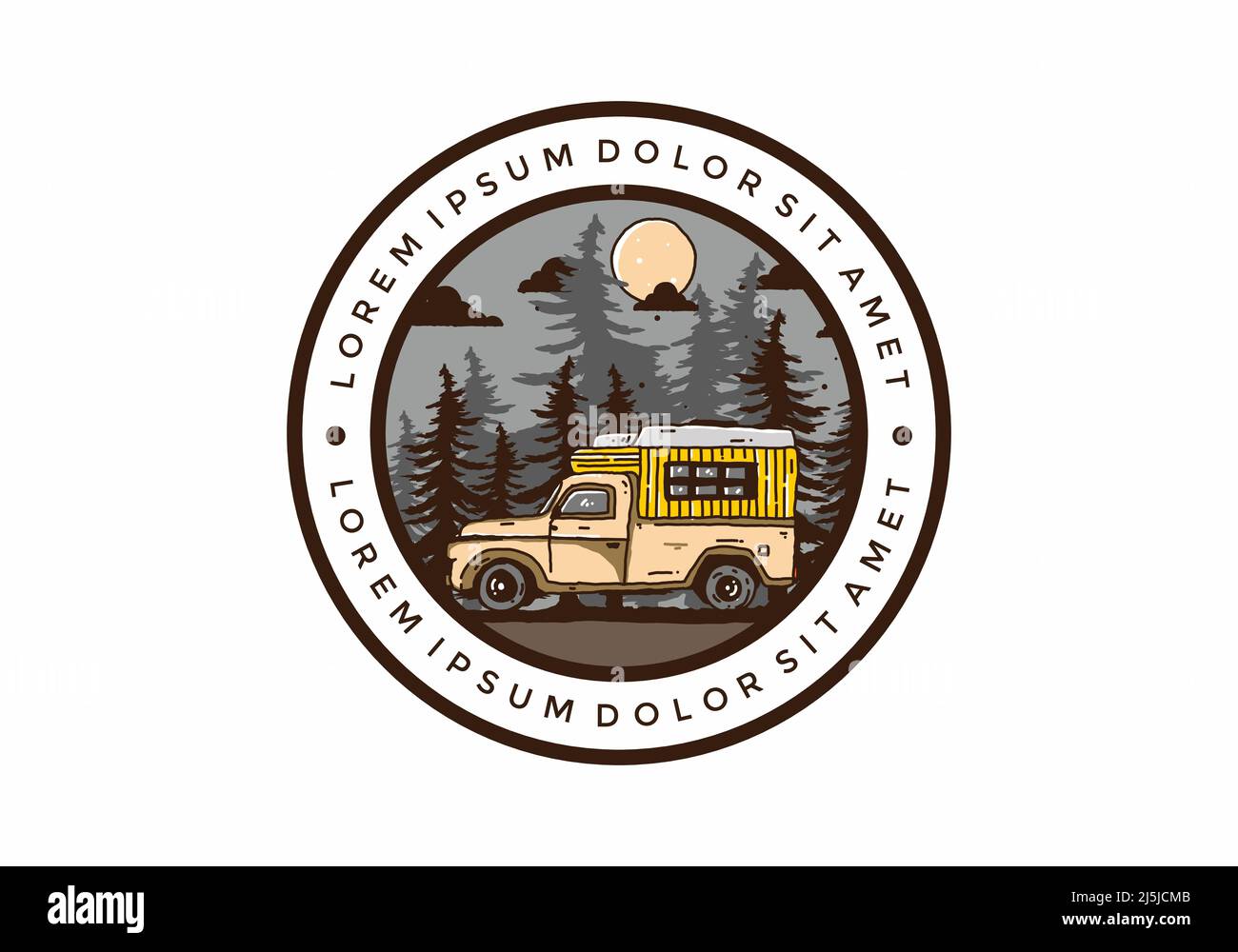 Wood campervan in the forest illustration design Stock Vector Image ...