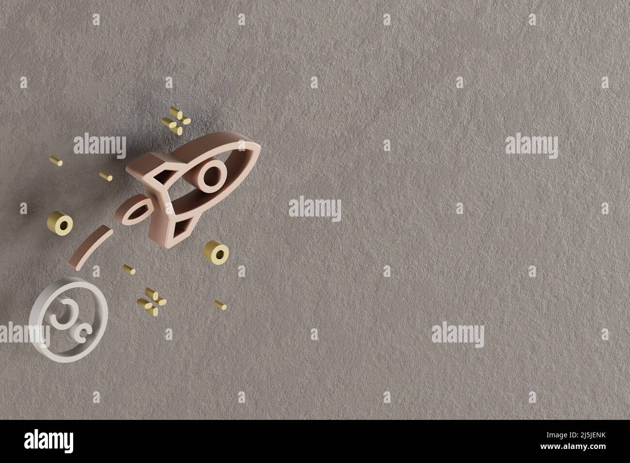 Beautiful abstract illustrations Golden Rocket Launch symbol icons on a ...