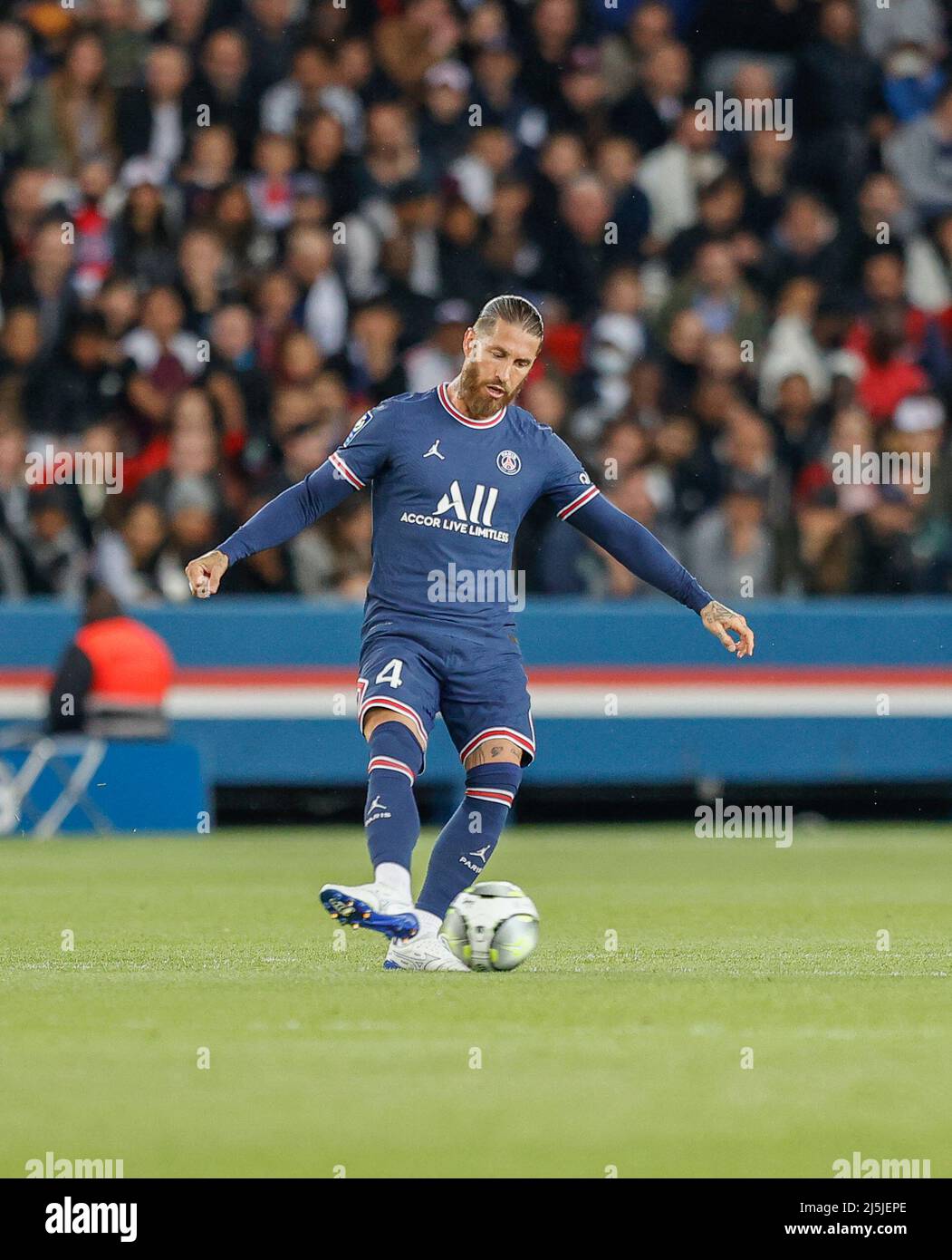 Sergio Ramos of PSG in action during the French Ligue 1 Uber Eats, Day ...